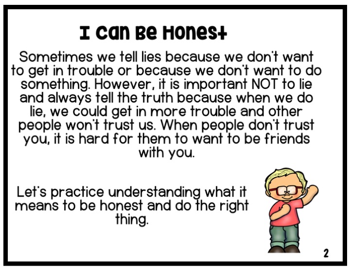 Teaching Honesty- Social Emotional Learning Game- Self Awareness ...