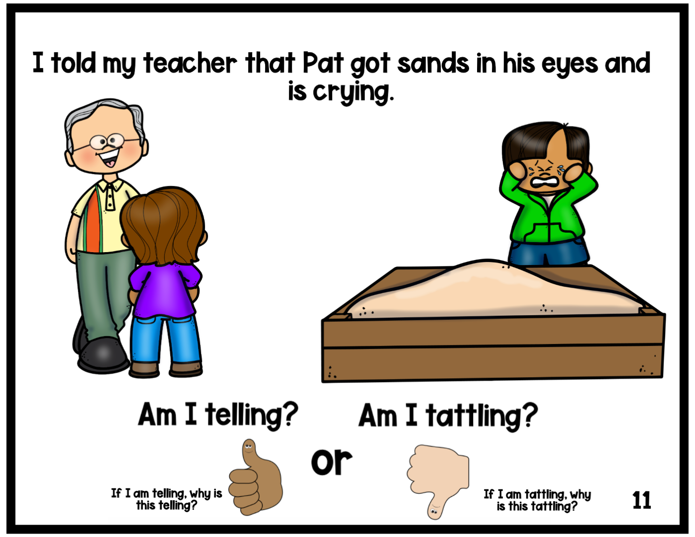 Tattling or Telling Social Skills Lesson For Children - Annie's Classroom