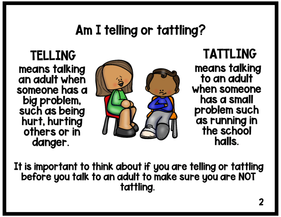 Tattling or Telling Social Skills Lesson For Children - Annie's Classroom